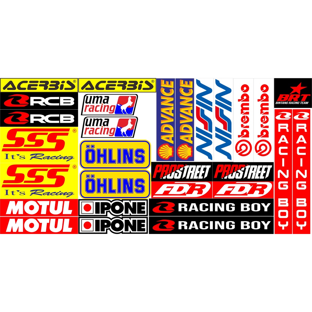 Jual Stiker Racing 1 pack isi 29 Stiker Sponsor Stiker Helm Stiker ...