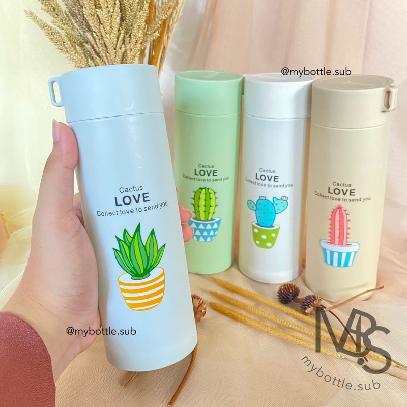 Jual Botol Minum Kaca Kaktus Tumbler Glass Termos Air Panas Dingin ...
