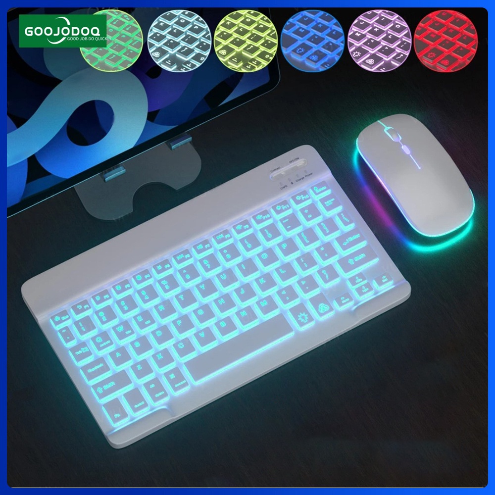 Jual GOOJODOQ 10 Inch Backlit Backlight Wireless Keyboard LED Colorful ...