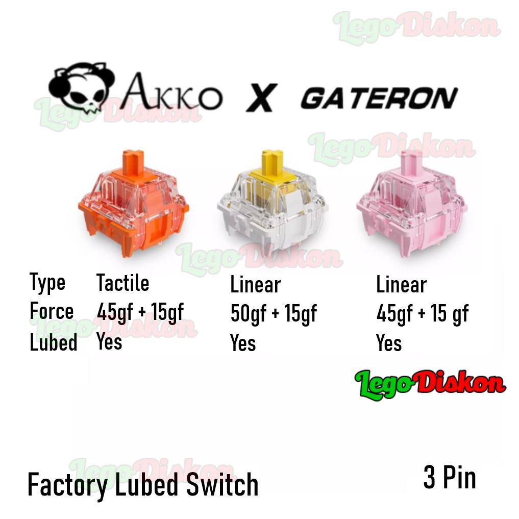 Jual AKKO X GATERON 3 Pin Mechanical Switch Factory Lubed | Shopee ...