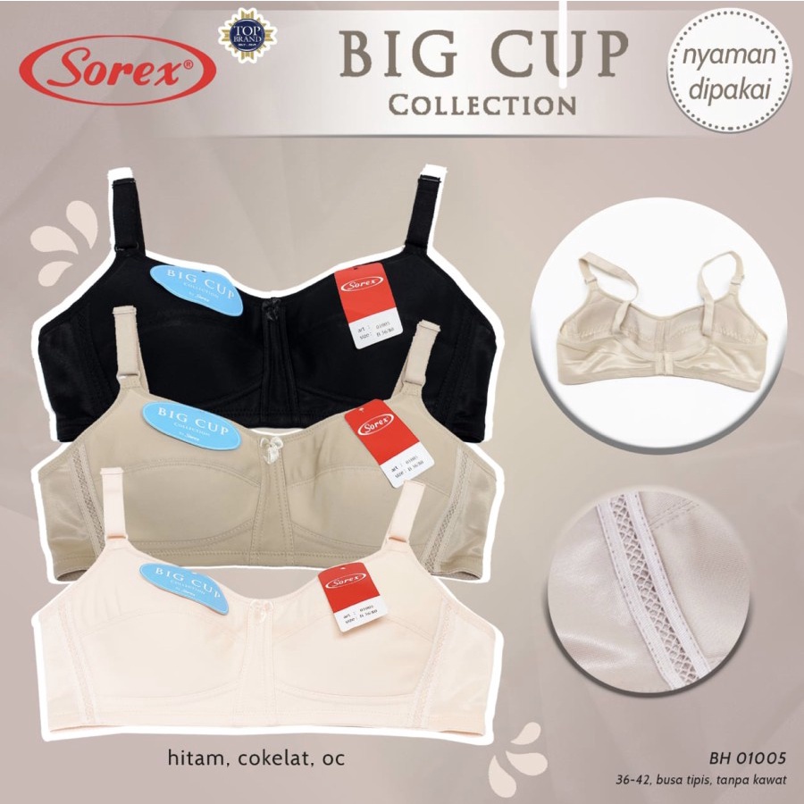 Jual Bra Sorex BH Big Cup Bra Polos Tanpa Kawat Busa Tipis 01005 ...