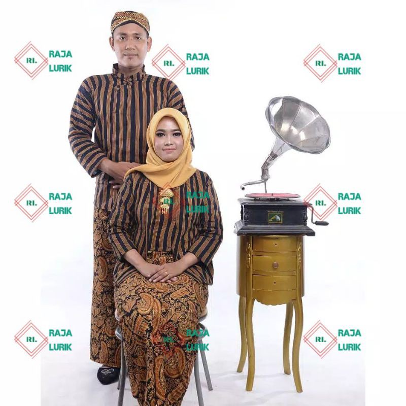 Jual Baju Adat Jawa Couple Surjan Lurik Dan Kebaya Lurik / Setelan Baju ...