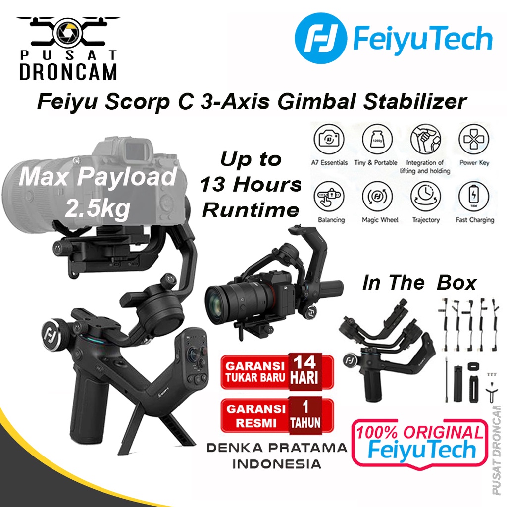 Jual Feiyu Scorp C 3-Axis Gimbal Stabilizer Camera Original | Shopee Indonesia