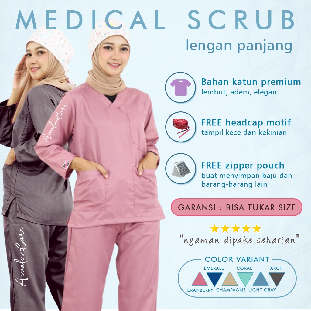 Jual Scrub medis/ Baju OK lengan panjang/ Seragam Jaga Oka/ scrb dokter ...