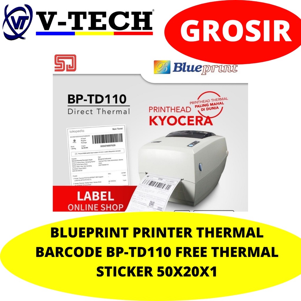 Jual BLUEPRINT PRINTER THERMAL BARCODE BP-TD110 | Shopee Indonesia