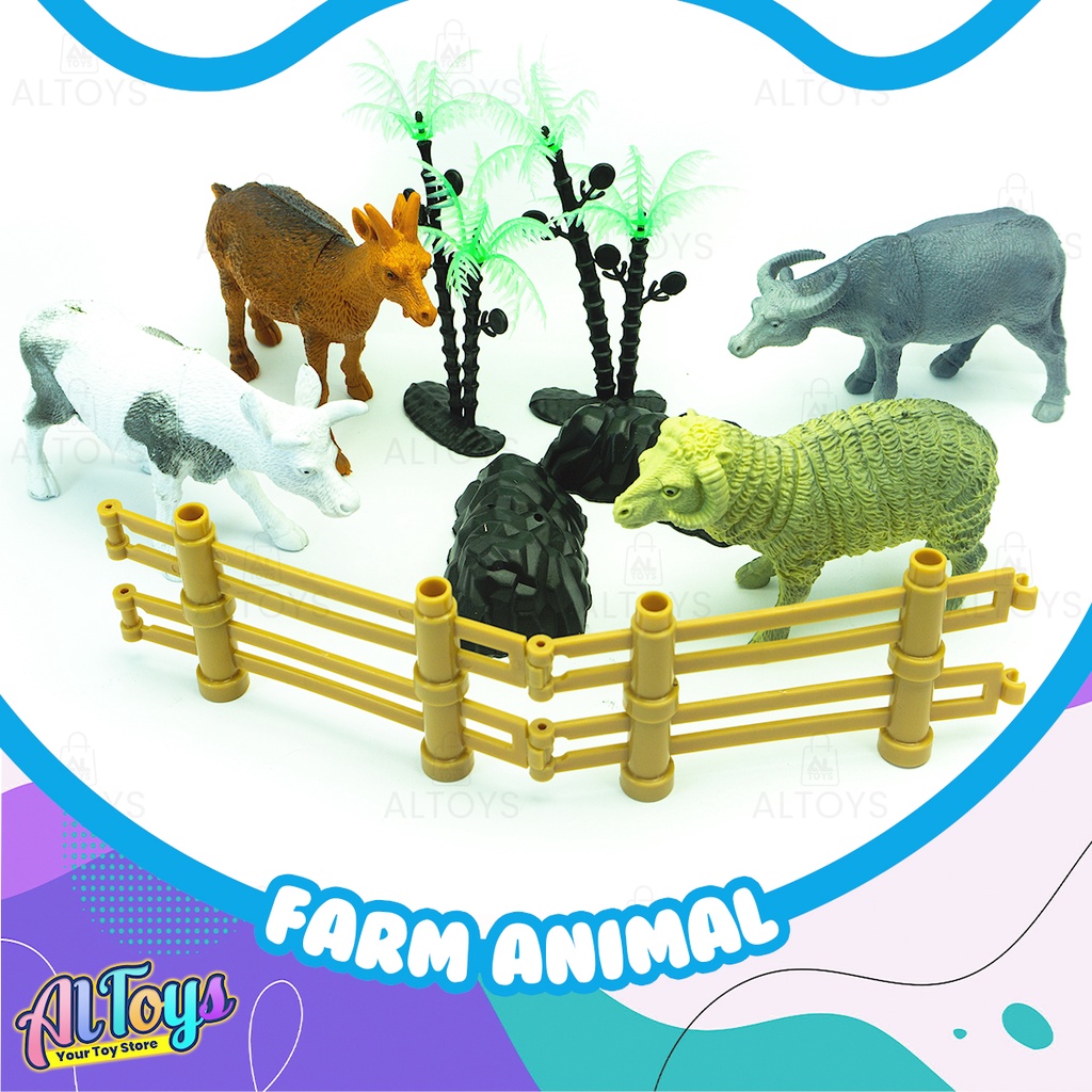 Jual Mainan Hewan Ternak Farm Animal Play Set Kambing / Domba / Sapi ...