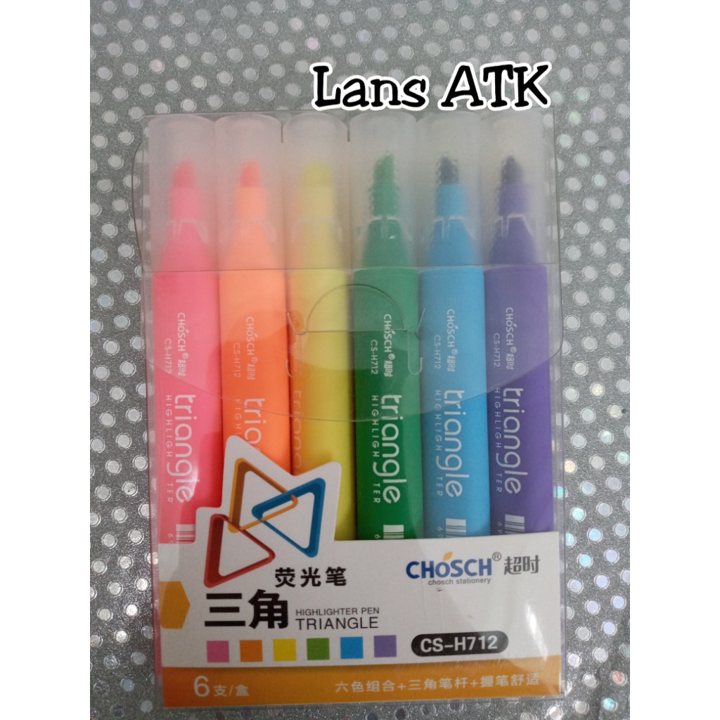 Jual Stabilo triangle highlighter Chosch CS-H712 (mix 6 warna ...