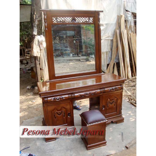 Jual Meja Rias Ukir Peluru atau Tolet Peluru Kayu Jati Pesona Mebel Jepara | Shopee Indonesia