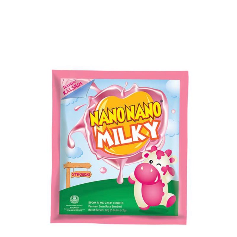 Jual Nano Nano Milky Permen Strawberry 12 gr | Shopee Indonesia