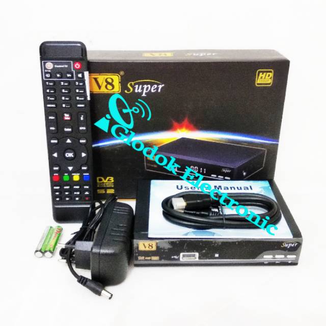 Jual RECEIVER PARABOLA FREESAT V8 SUPER DVB-S2 HD DIGITAL SATELITE RECEIVER FREESAT PORT LAN ...