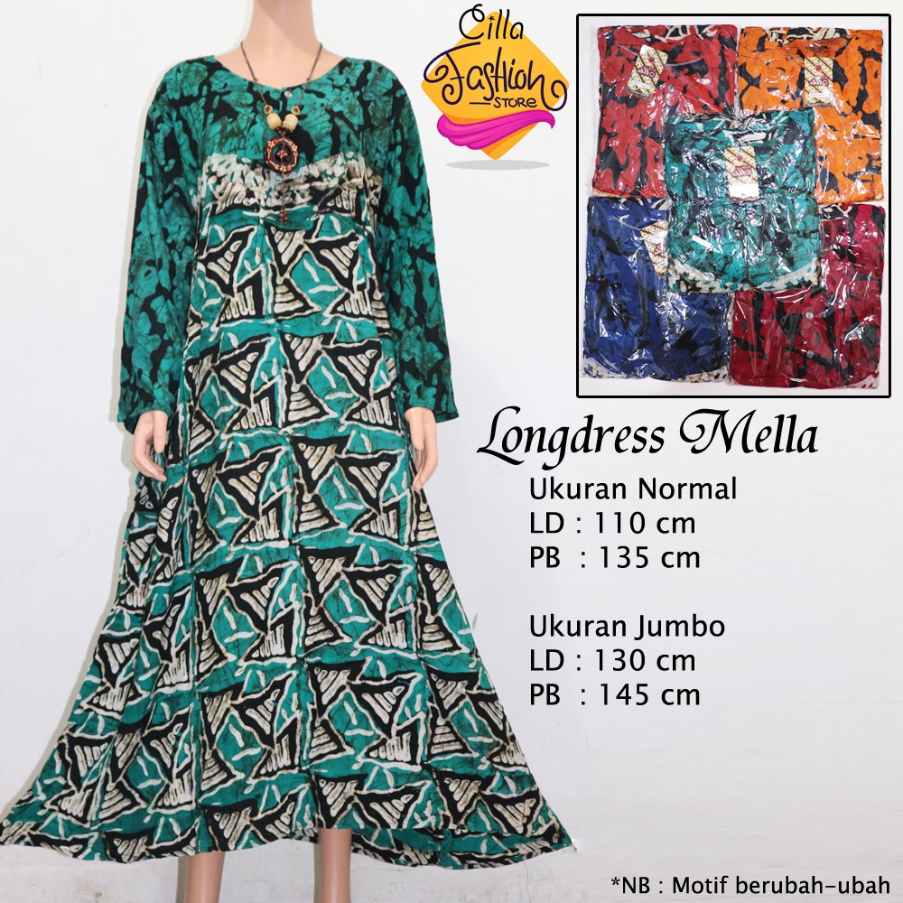 Jual Daster Muslim Lengan Panjang Mella / Longdress Jumbo / Daster ...