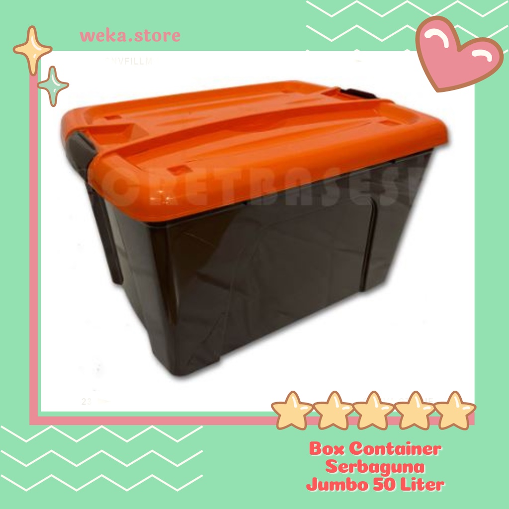 Jual [Khusus Instan] Box Container 50 Liter Serbaguna Ada Roda Bagian ...