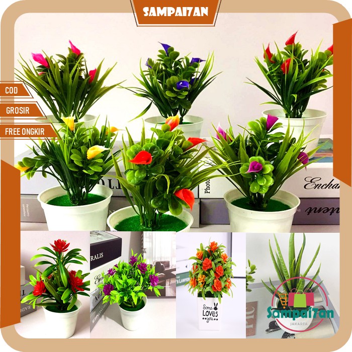 Tanaman Hias Mini / Pot Bunga / Bunga Hias Plastik / Artificial Flower ...