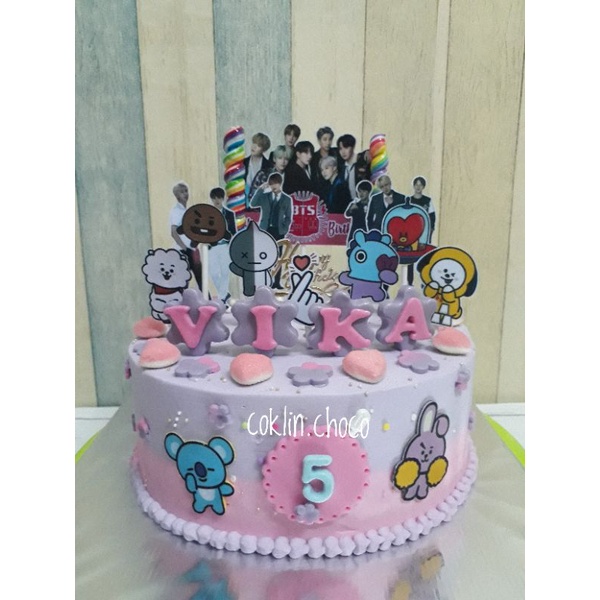 Jual KUE ULANG TAHUN BTS BT21 / BT21 CAKE / CAKE BIRTHDAY BTS BT21 / KUE ULTAH KOREA /KOREA CAKE ...