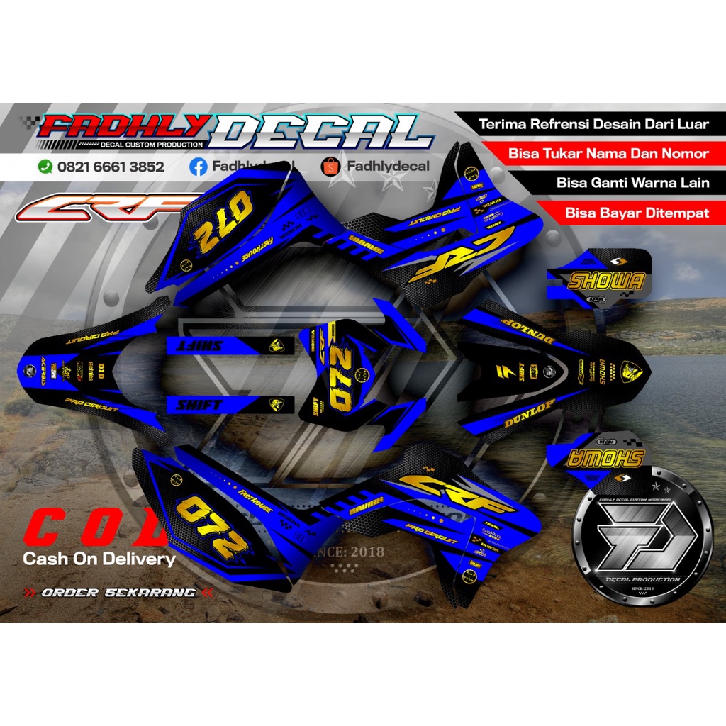 Jual decal crf 150 l full body hitam Biru Dan Merah Keren Sticker ...
