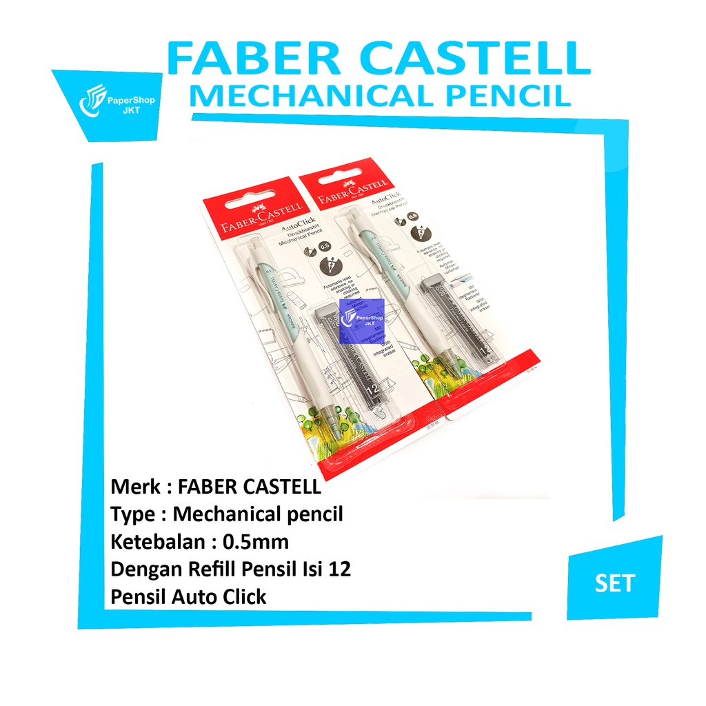 Jual Faber Castell Pensil Mechanical Auto Click 2B White Barrel Blister ...