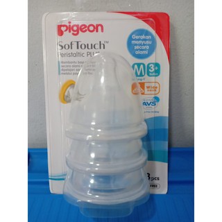 Jual Dot/Nipple Pigeon Wide Neck Peristaltic Plus isi 3pcs Size M | Shopee Indonesia