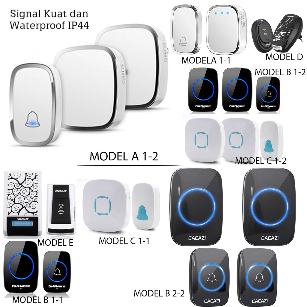 Bel Rumah Wireless Door Bell Pintu Doorbell Waterproof - 2 Receiver