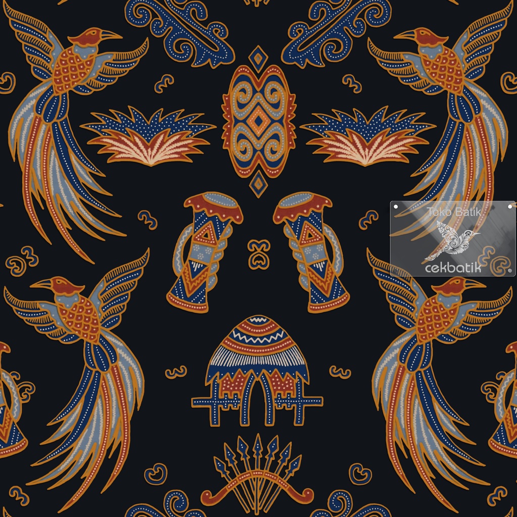 Jual kain batik - Kualitas Ekspor Motif Batik Burung Papua V1 (Hitam ...