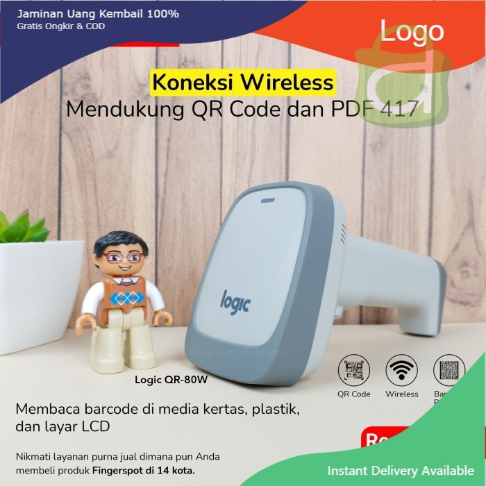 Jual Ac Barcode Scanner Wireless QR 80 W - Scan Otomatis - QR Code ...