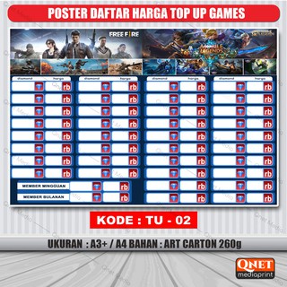 Jual POSTER KONTER DAFTAR HARGA KUOTA GAMES (CUSTOM) Indonesia|Shopee ...