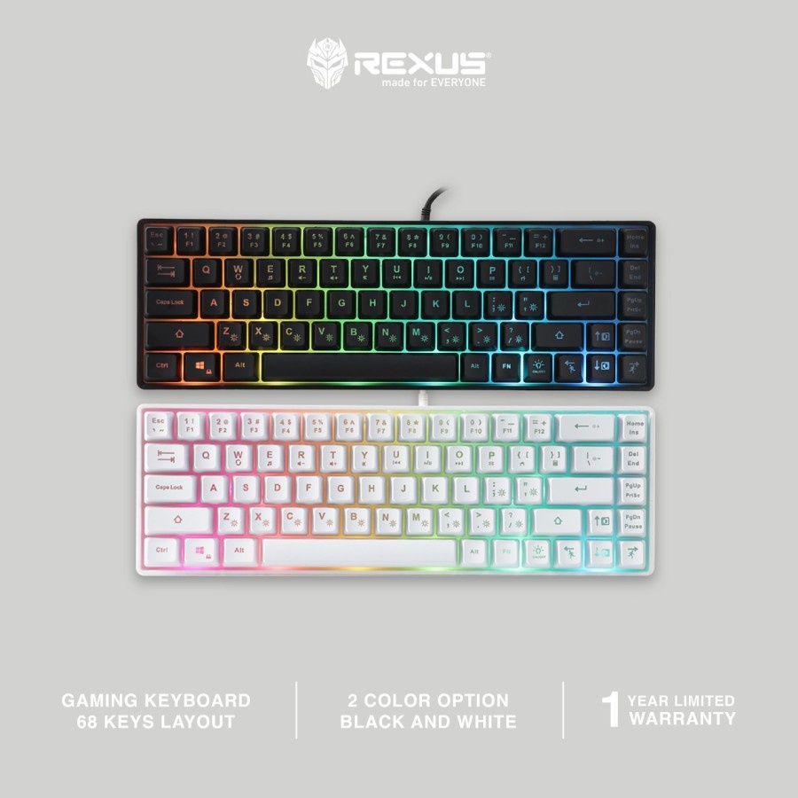 Jual Rexus K68M Gaming Keyboard 68 keys membrane RGB | Shopee Indonesia