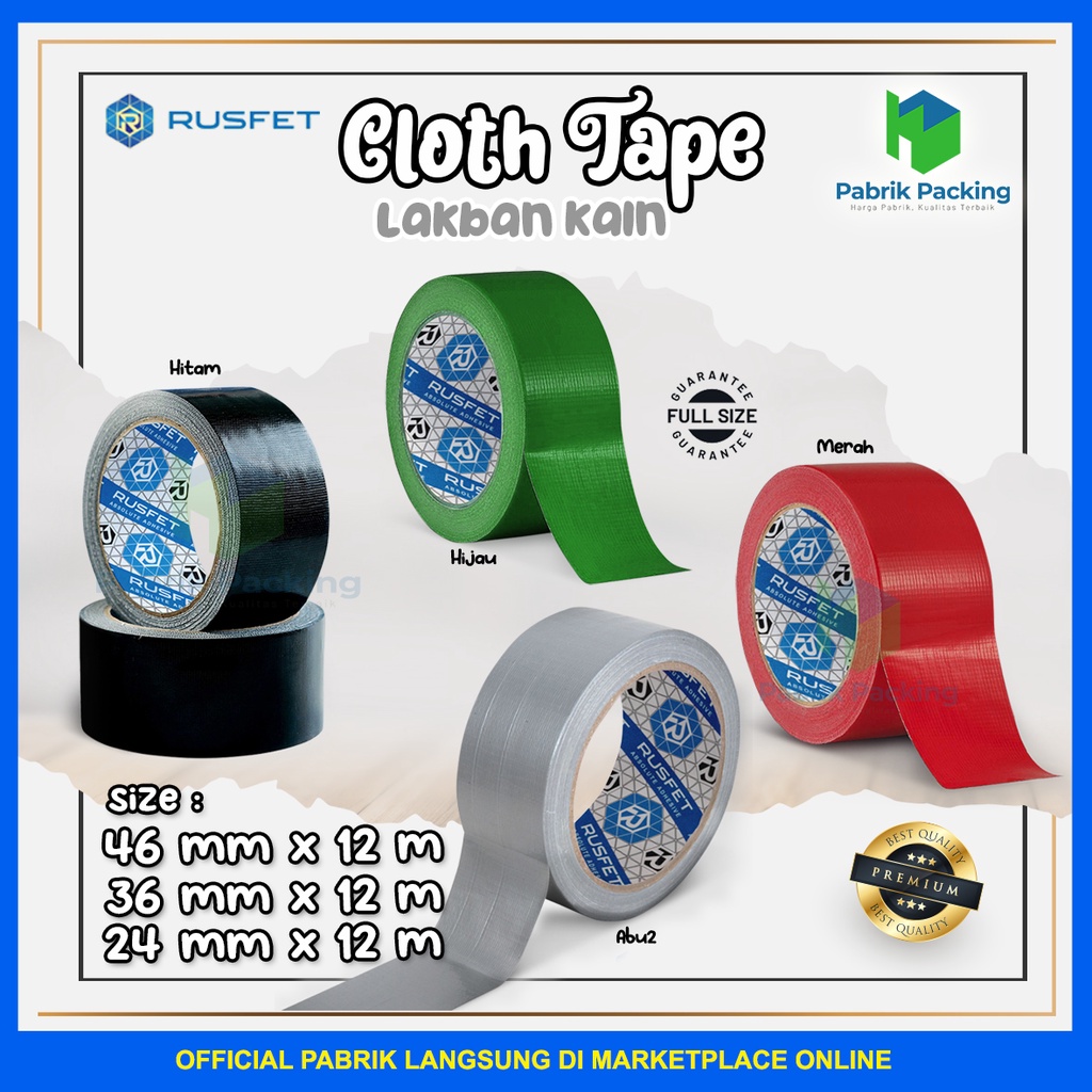Jual Cloth Tape Rusfet Colour | Lakban / Selotip Kain Premium Variasi ...