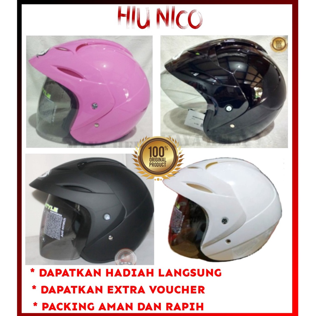 Jual Helm HIU Nico Solid Polos Murah Half Face | Shopee Indonesia