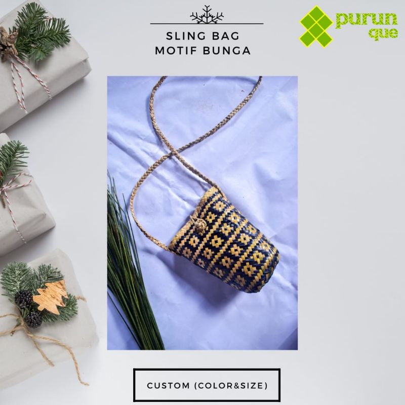 Jual Sling Bag Motif Kotak (Tas Anyaman Purun Wanita Fashionable ...