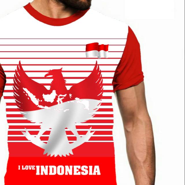 Jual Kaos I Love Indonesia Merdeka Garuda di dada dadaku merah putih ...