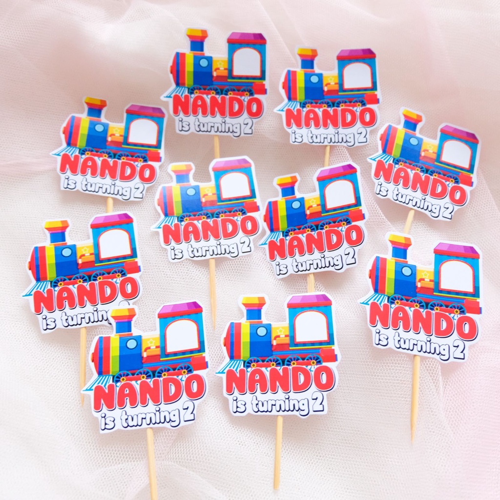 Jual Kereta Cute Topper Cupcake / Hiasan Kue Ulang Tahun - Custom Nama ...