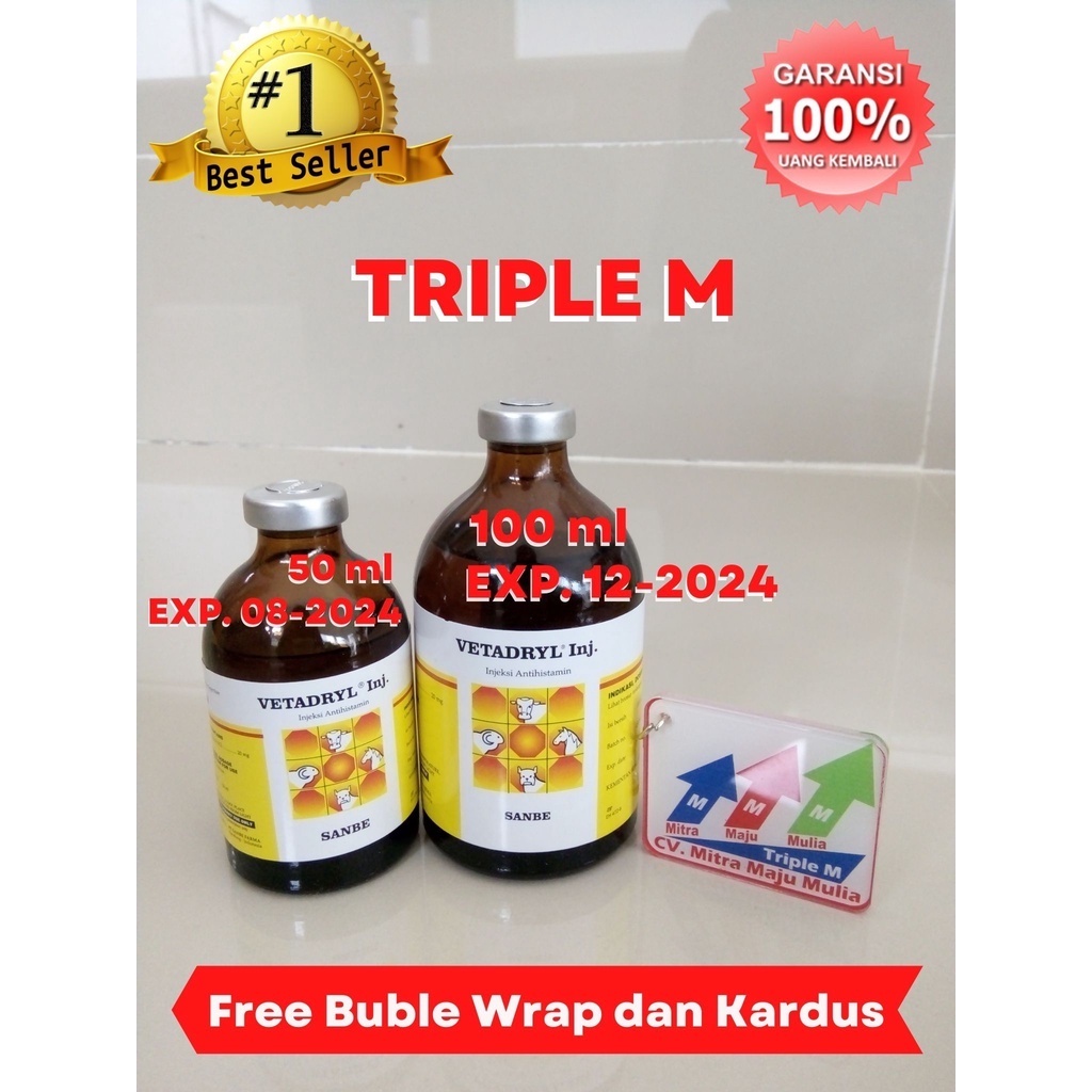 Jual Vetadryl Injeksi 50 ml dan 100 ml Antihistamin Hewan Sapi Kuda dll ...