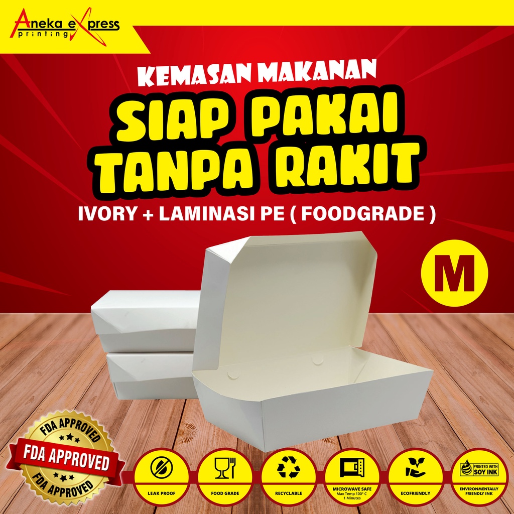 Jual Paper Lunch Box M Siap Pakai Tanpa Rakit | Paper Lunch Box Murah ...