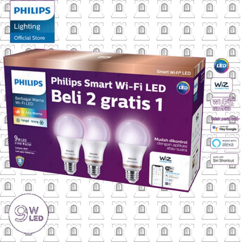 Jual Lampu Smart Led WiFi Pack Led 9w Multi Colour Lampu Pintar Philips | Shopee Indonesia