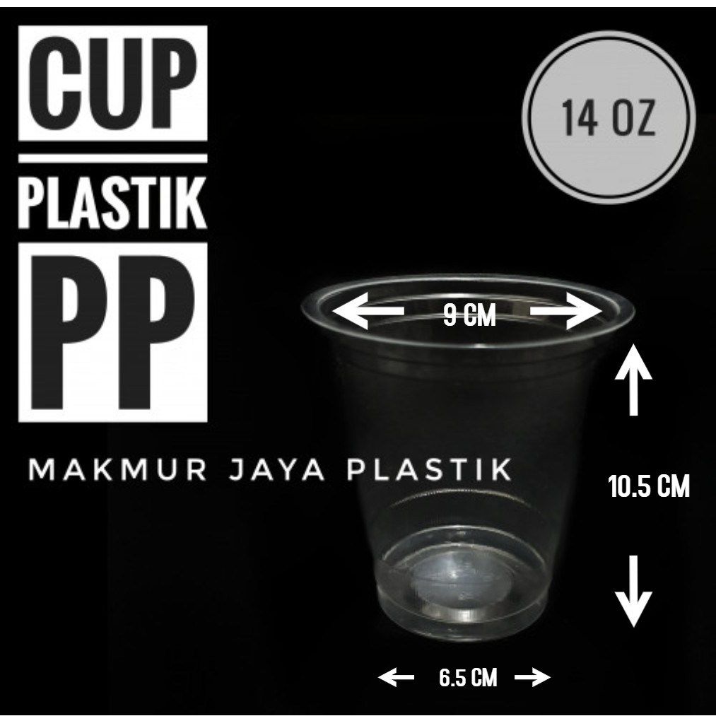 Jual [ CUP - 14 OZ ] GELAS CUP PP BENING PLASTIK ISI 50 PC | Shopee ...