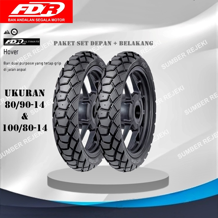 Jual Paket Ban Motor FDR HOVER 80/90-14 & 100/80-14 Tubeless Dual ...