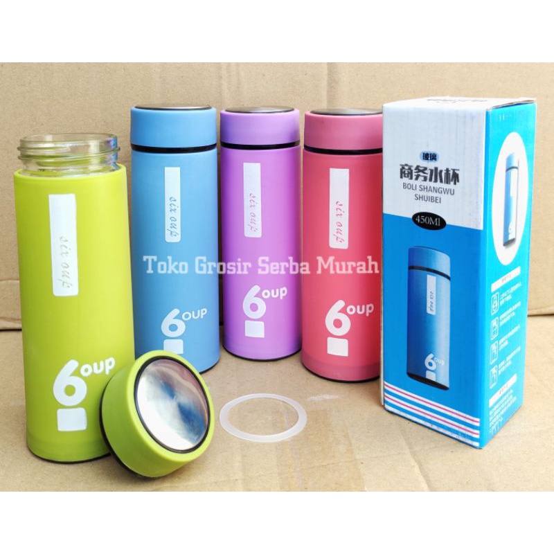 Jual Termurah Botol Minum Kaca Six Oup 400ml / Beling cover plastik ...