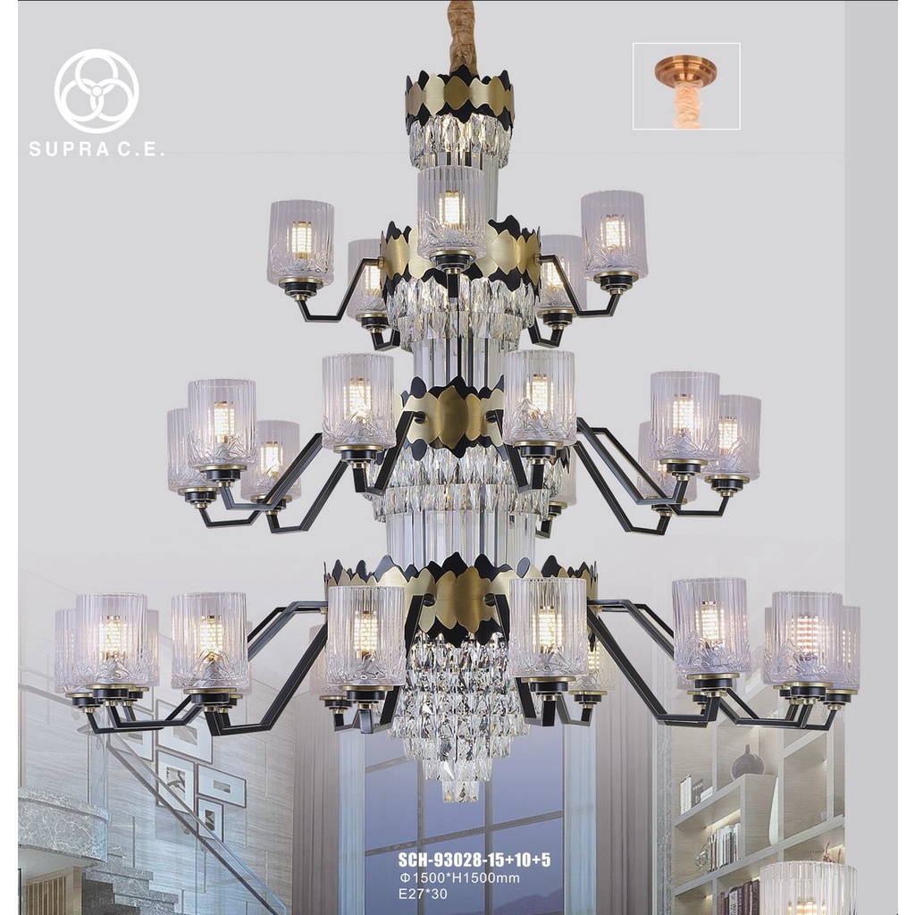 Jual Lampu Gantung Model Gelas Susun Modern Art Deco Dekor Ruang Tamu ...