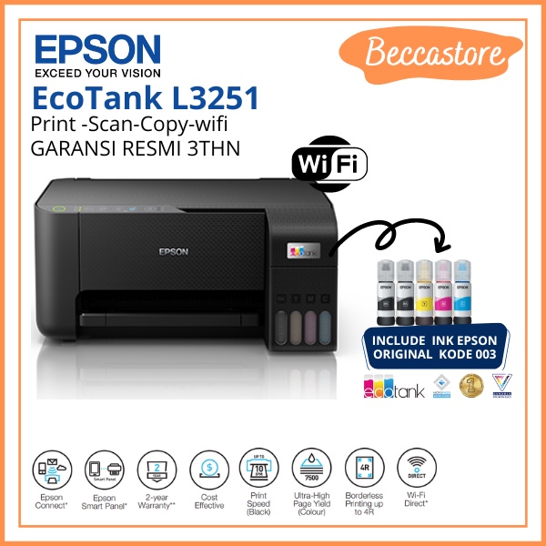 Jual Printer Epson L3251 EcoTank Print Scan Copy Wi-Fi NEW Original RESMI EPSON | Shopee Indonesia