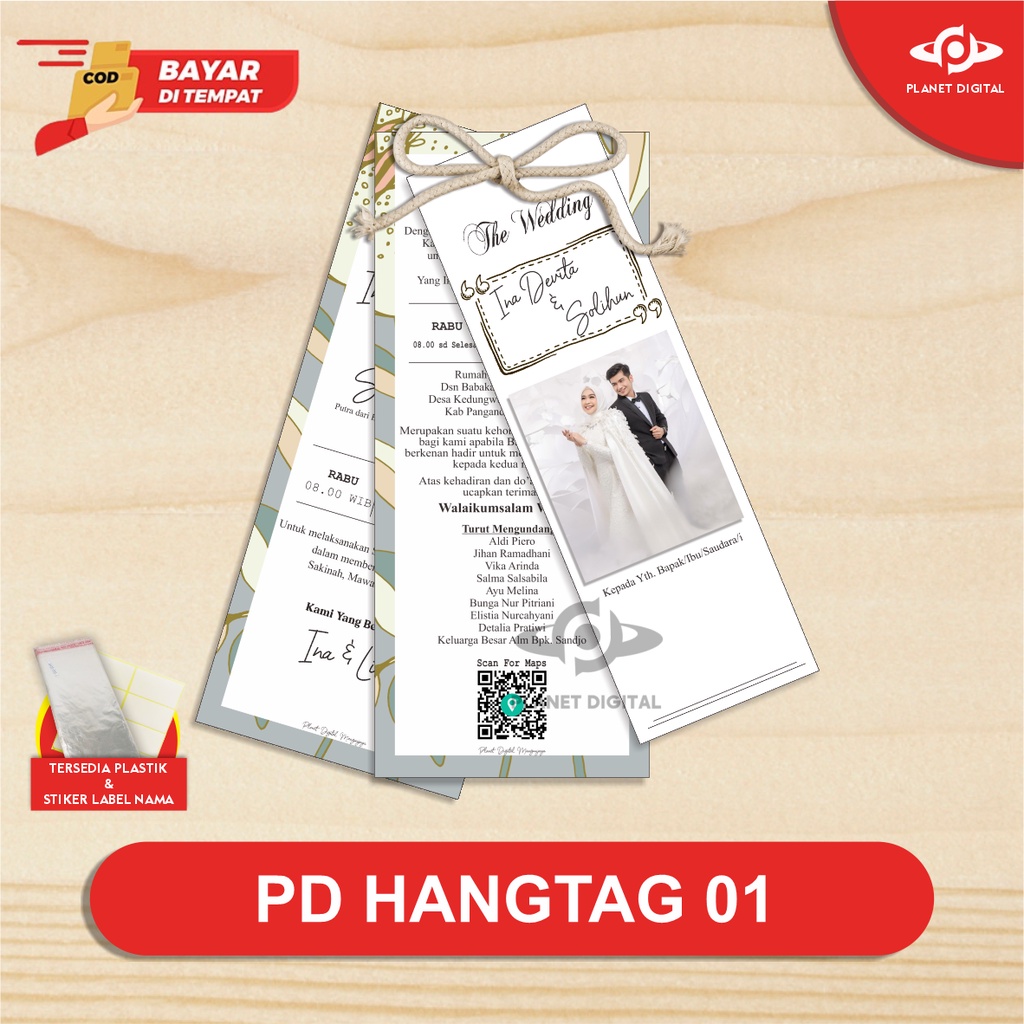 Jual Undangan Pernikahan Gantung Tali Rami Model PD Hangtag 01 Viral ...