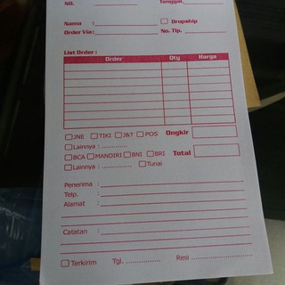Jual BUKU LIST ORDER / BUKU REKAP ORDER / PERLENGKAPAN ONLINE SHOP ...