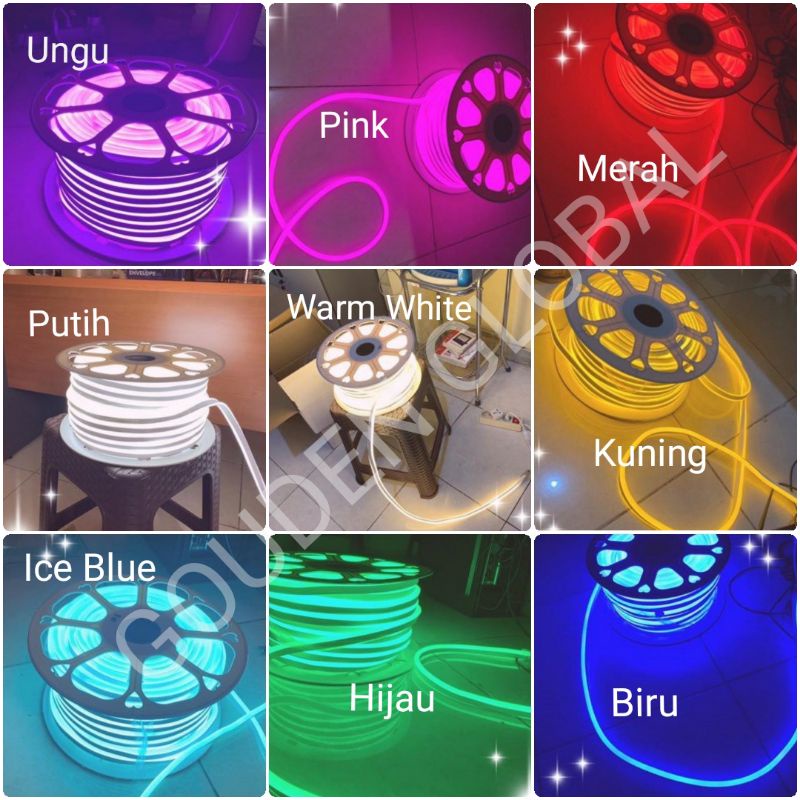 Jual Neon Flexible LED 1roll - LED Selang isi 50meter AC220V 8x16mm ...