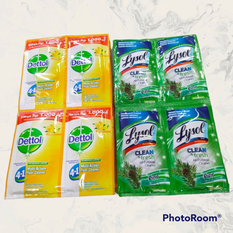 Jual Dettol lantai & lysol lantai renceng 30ml x12sachet | Shopee Indonesia