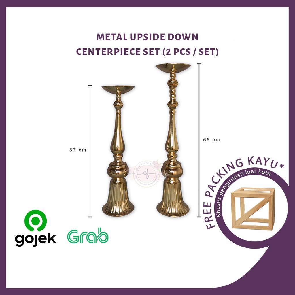 Jual Vas Bunga Tinggi Standing Flower Dekorasi Metal Upside Centerpiece ...