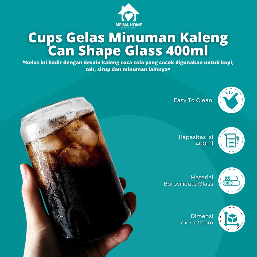 Jual GELAS KACA MODEL KALENG / MUG TRANSPARAN CANGKIR ES GLASS 400ML ...