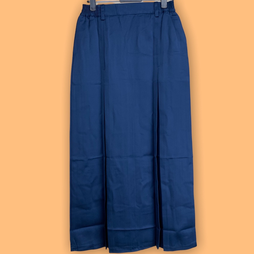 Jual Rok Sekolah SMP Biru Panjang Rempel Lipat Polos Belah Depan Rok ...