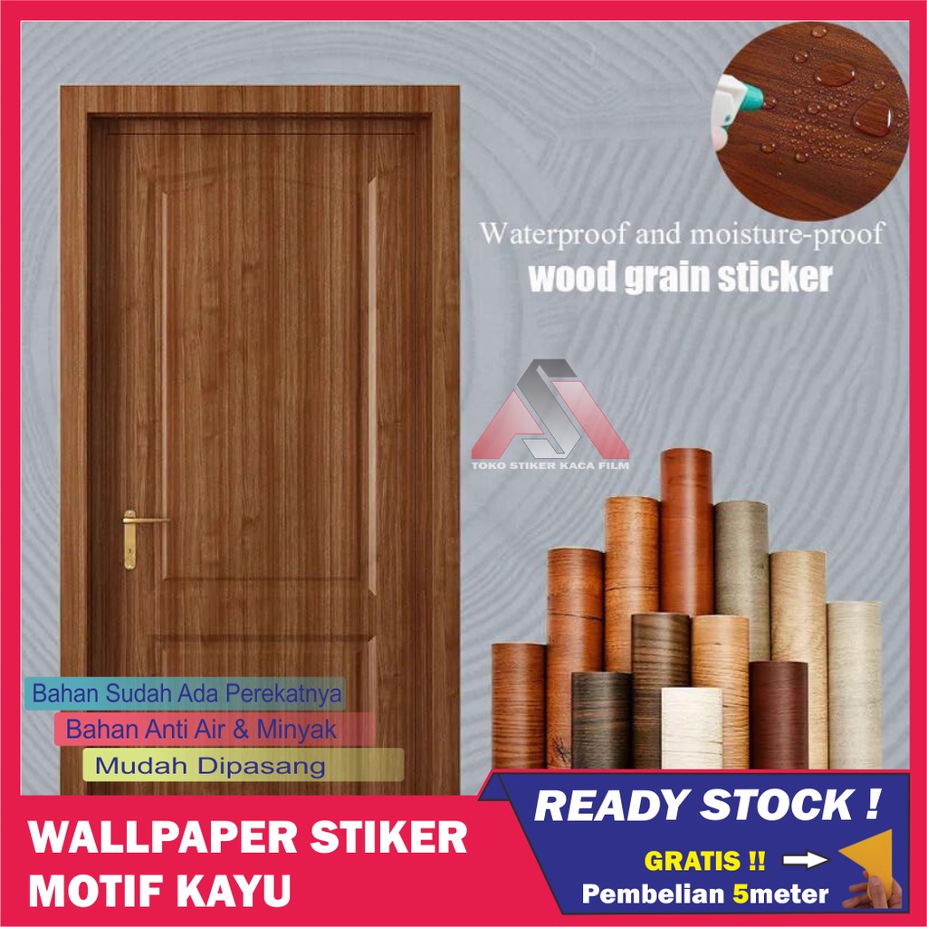 Jual Stiker Wallpaper Pintu Motif Serat Kayu Untuk Furniture Meja Pintu ...