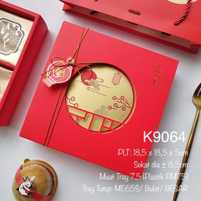 Jual 10pcs K9064 Kotak Mooncake Merah, Red Rabbit Box Gift Dus K90 ...