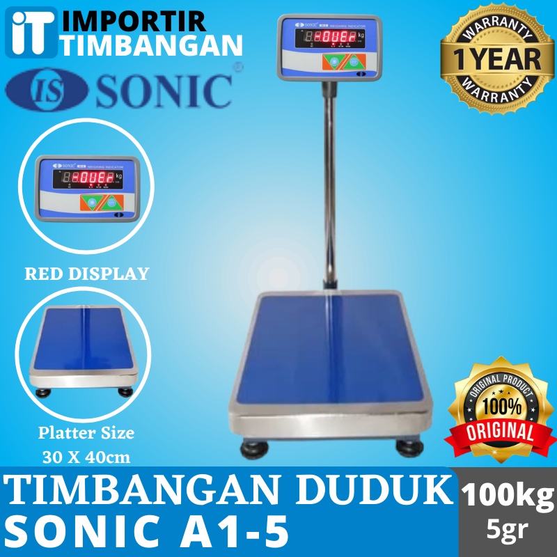 Jual Timbangan Duduk DIgital Bench Scale SONIC A1-5 Double Display 100kg Duduk Barang Paket ...