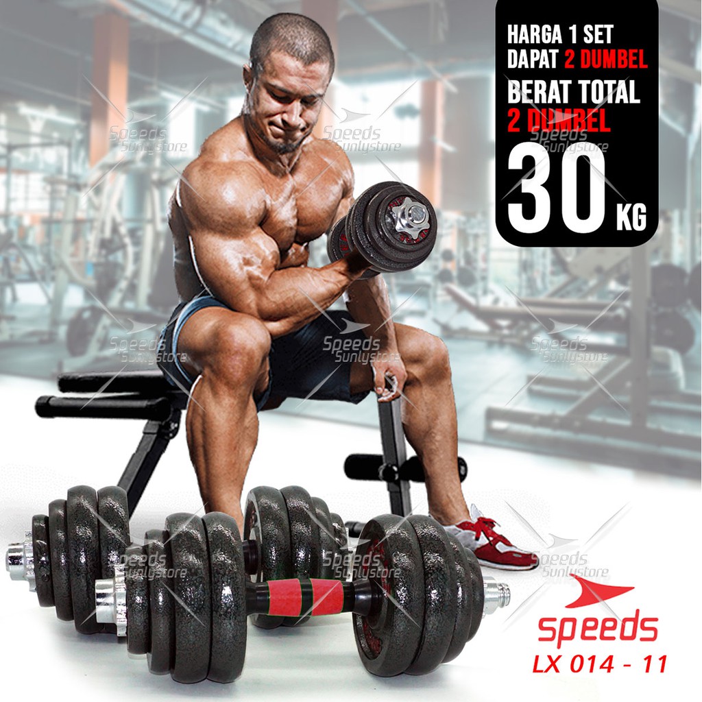 Jual SPEEDS Dumbell Barbel dumbel Set 30Kg Tiang Angkat Beban Besi ...